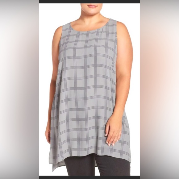 Frank & Eileen | Tops | Eileen Fisher 3x Silk Window Pane Plaid Tunic ...